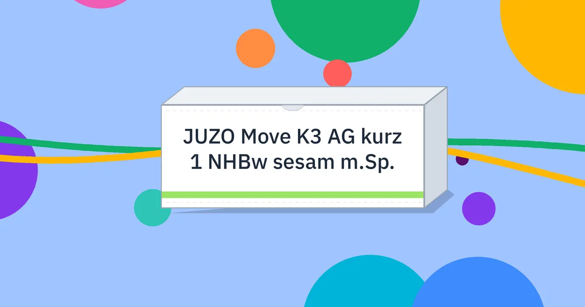 Symbolbild: Packung mit der Aufschrift JUZO Move K3 AG kurz 1 NHBw sesam m.Sp. (PZN 18578521) – Verfügbarkeit und Bezug in Apotheken in Frankfurt am Main