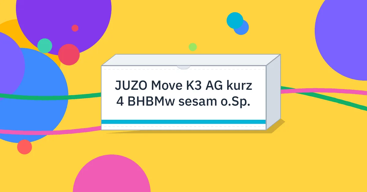 Symbolbild: Packung mit der Aufschrift JUZO Move K3 AG kurz 4 BHBMw sesam o.Sp. (PZN 18582296) – Verfügbarkeit und Bezug in Apotheken in Frankfurt am Main