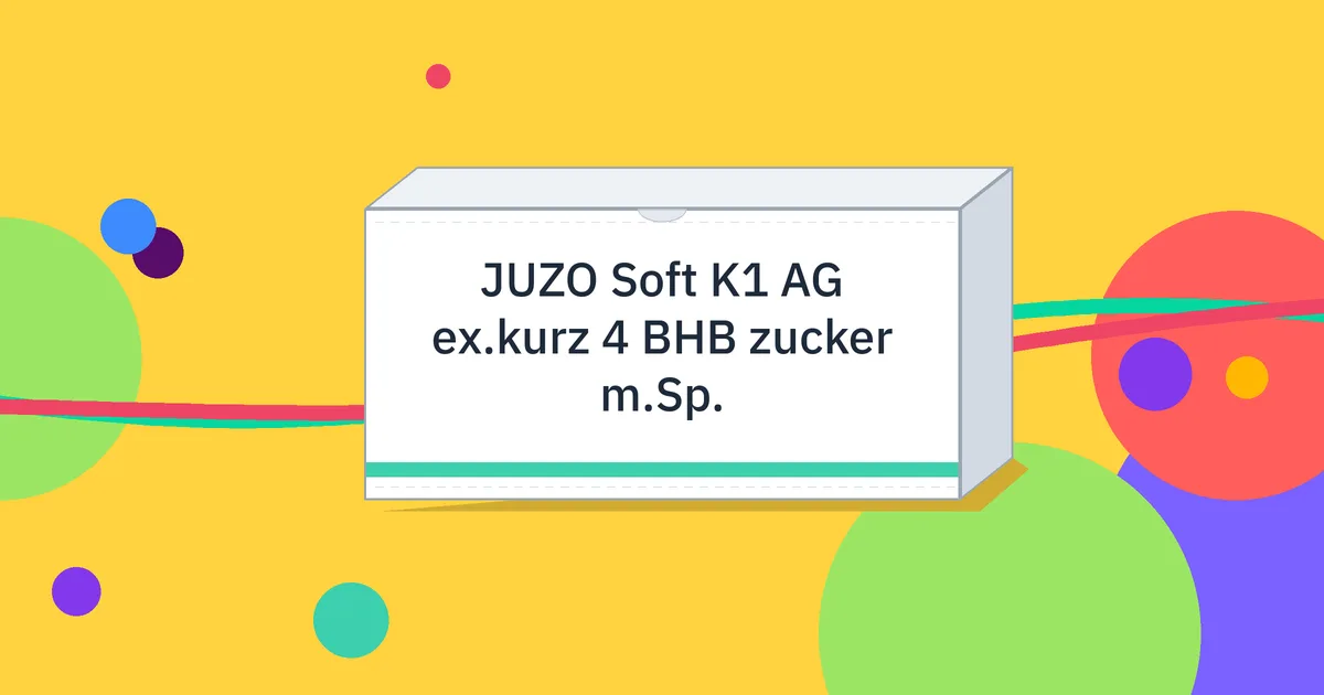 Symbolbild: Packung mit der Aufschrift JUZO Soft K1 AG ex.kurz 4 BHB zucker m.Sp. (PZN 14823260) – Verfügbarkeit und Bezug in Apotheken in Frankfurt am Main