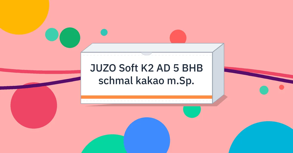 Symbolbild: Packung mit der Aufschrift JUZO Soft K2 AD 5 BHB schmal kakao m.Sp. (PZN 15465420) – Verfügbarkeit und Bezug in Apotheken in Frankfurt am Main