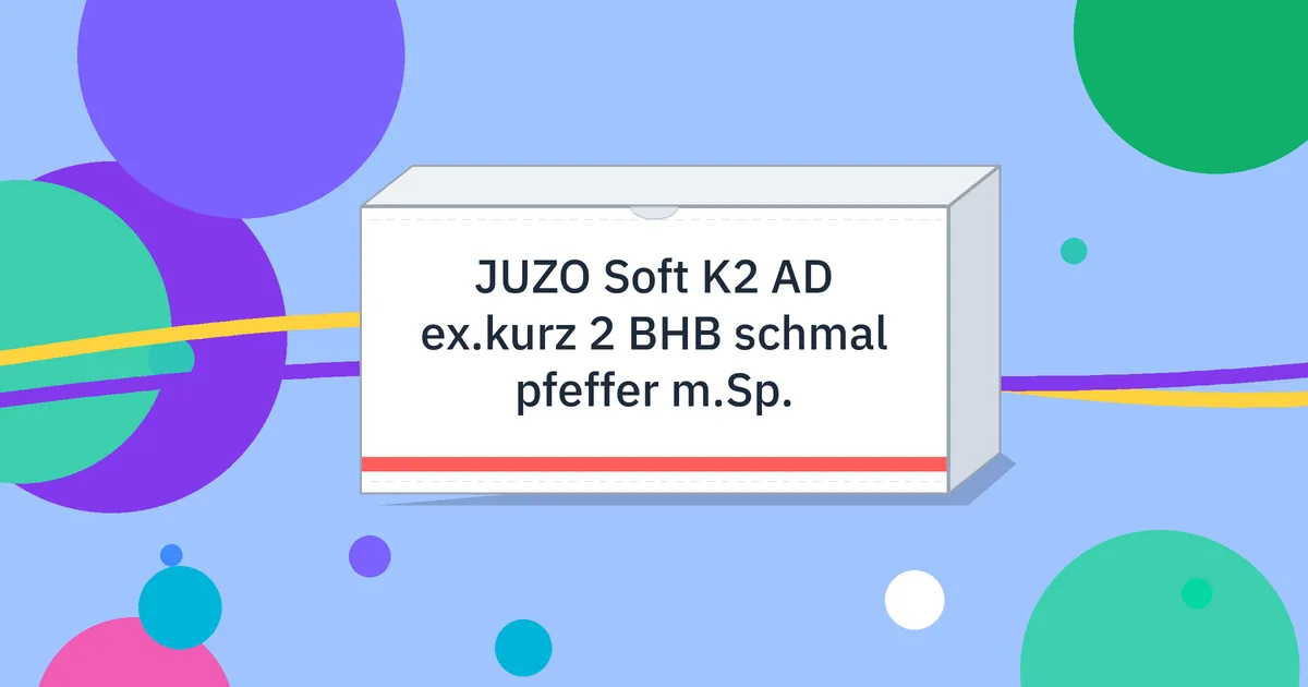 Symbolbild: Packung mit der Aufschrift JUZO Soft K2 AD ex.kurz 2 BHB schmal pfeffer m.Sp. (PZN 15466193) – Verfügbarkeit und Bezug in Apotheken in Frankfurt am Main