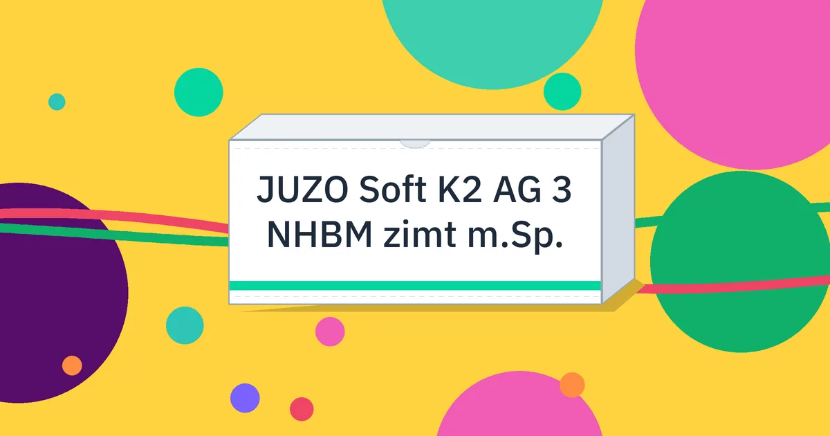 Symbolbild: Packung mit der Aufschrift JUZO Soft K2 AG 3 NHBM zimt m.Sp. (PZN 15018738) – Verfügbarkeit und Bezug in Apotheken in Frankfurt am Main