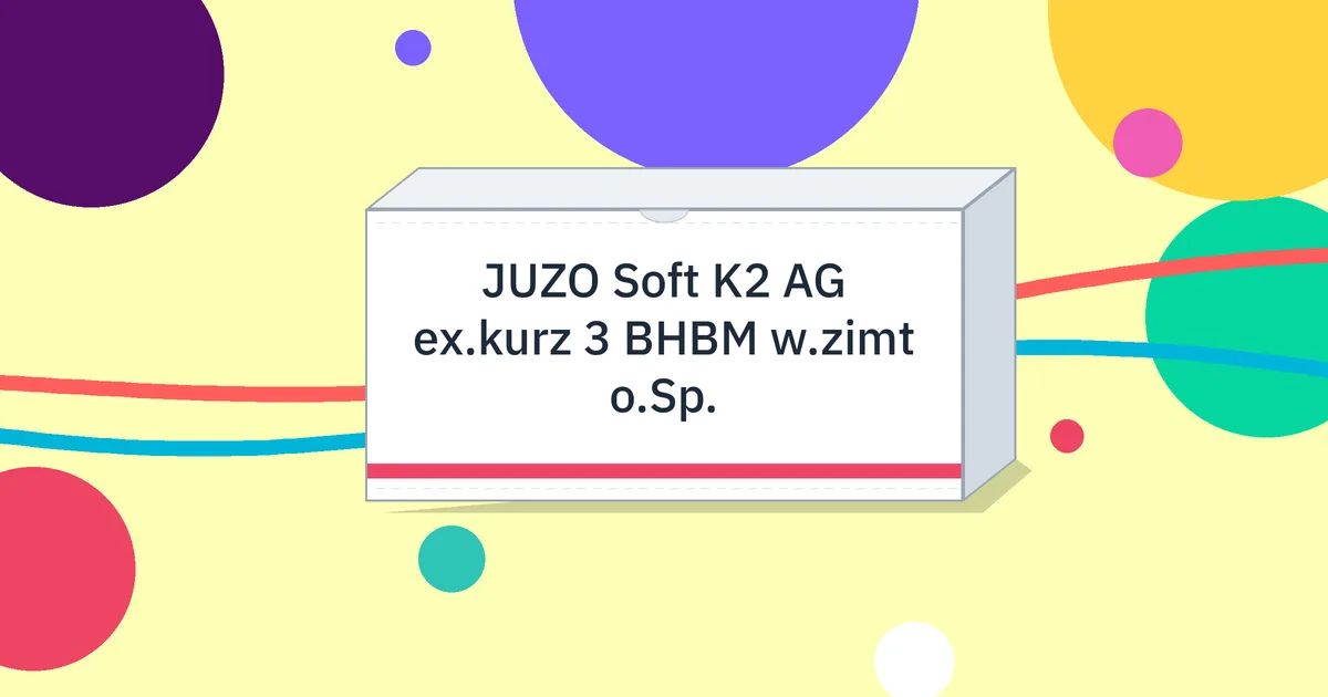 Symbolbild: Packung mit der Aufschrift JUZO Soft K2 AG ex.kurz 3 BHBM w.zimt o.Sp. (PZN 14870012) – Verfügbarkeit und Bezug in Apotheken in Frankfurt am Main