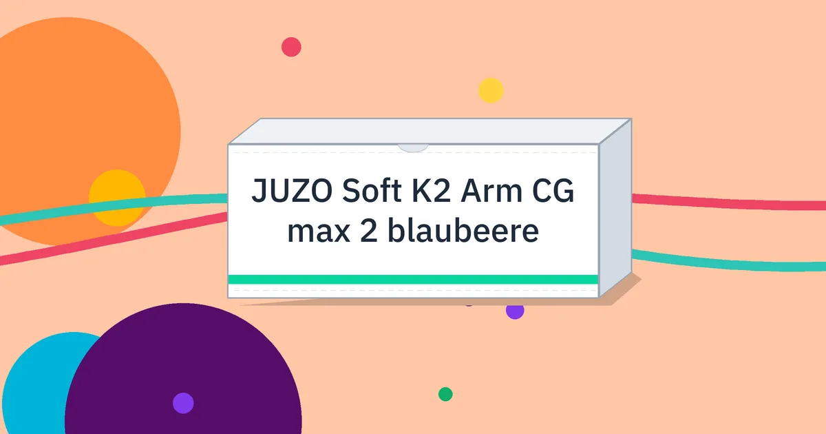 Symbolbild: Packung mit der Aufschrift JUZO Soft K2 Arm CG max 2 blaubeere (PZN 15514012) – Verfügbarkeit und Bezug in Apotheken in Frankfurt am Main