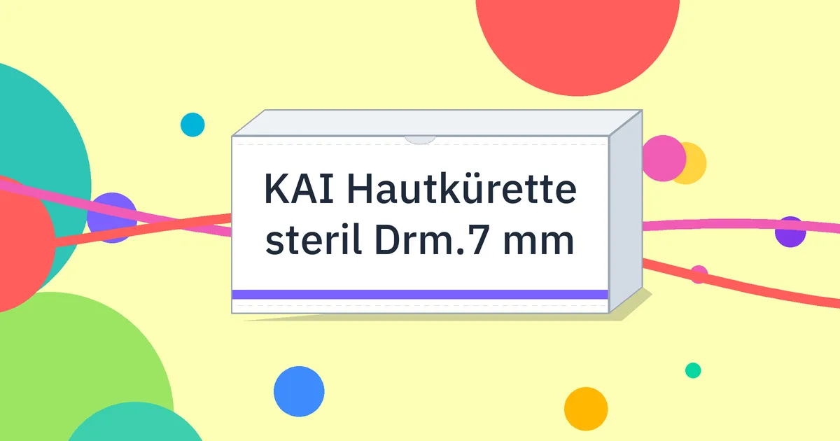 Symbolbild: Packung mit der Aufschrift KAI Hautkürette steril Drm.7 mm (PZN 16506983) – Verfügbarkeit und Bezug in Apotheken in Frankfurt am Main