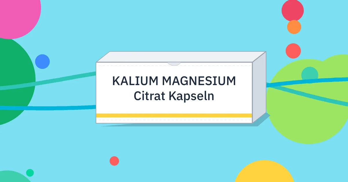 Symbolbild: Packung mit der Aufschrift KALIUM MAGNESIUM Citrat Kapseln (PZN 15630238) – Verfügbarkeit und Bezug in Apotheken in Frankfurt am Main