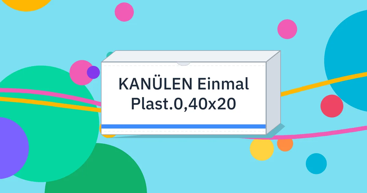 Symbolbild: Packung mit der Aufschrift KANÜLEN Einmal Plast.0,40x20 (PZN 01729217) – Verfügbarkeit und Bezug in Apotheken in Frankfurt am Main