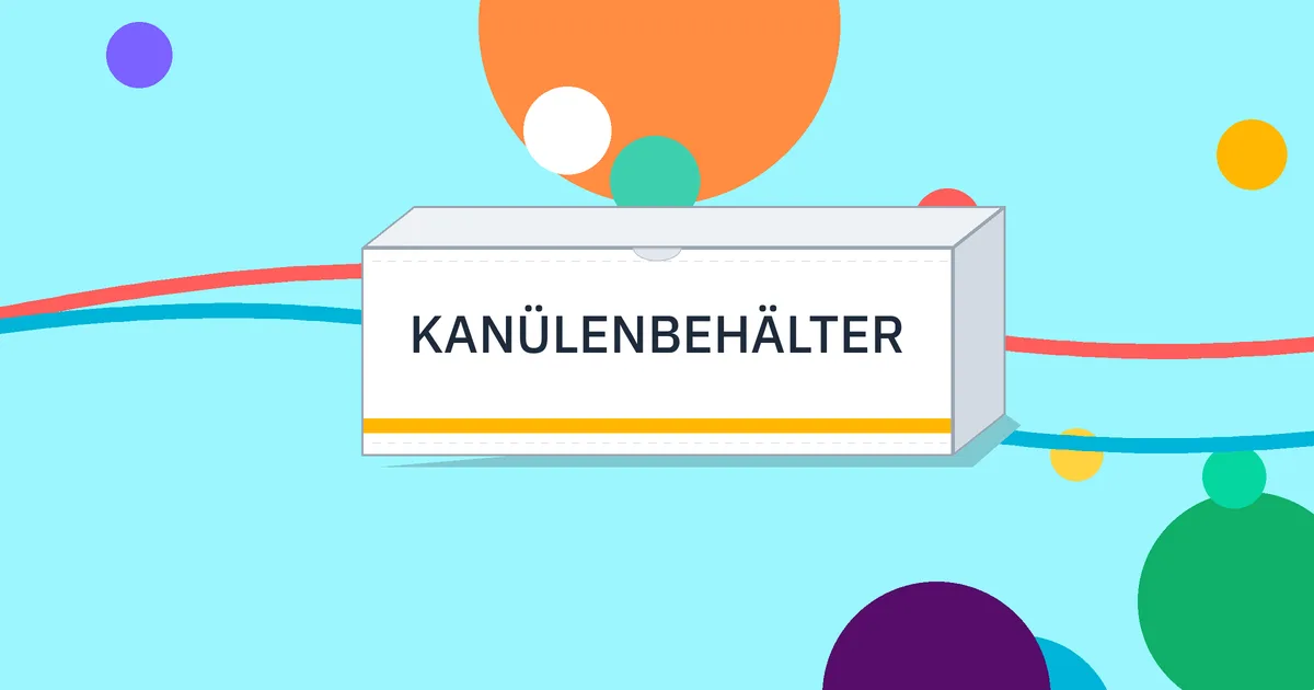 Symbolbild: Packung mit der Aufschrift KANÜLENBEHÄLTER (PZN 04839662) – Verfügbarkeit und Bezug in Apotheken in Frankfurt am Main