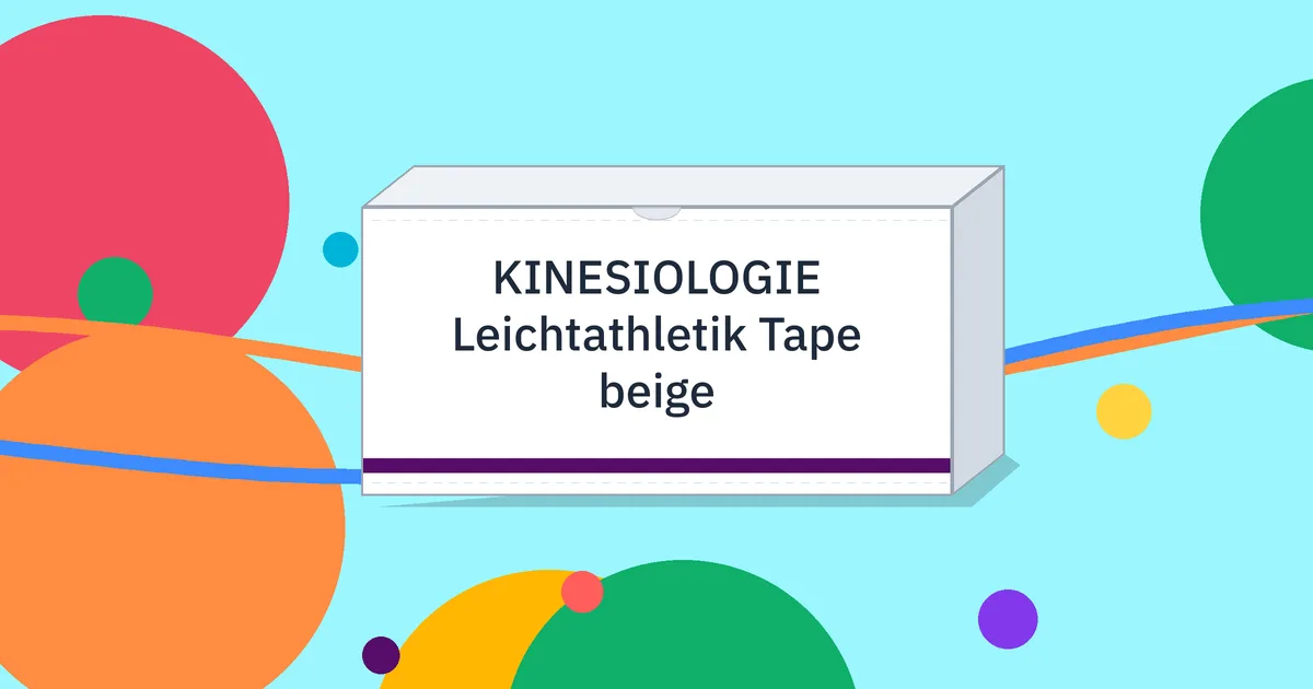 Symbolbild: Packung mit der Aufschrift KINESIOLOGIE Leichtathletik Tape beige (PZN 19073332) – Verfügbarkeit und Bezug in Apotheken in Frankfurt am Main