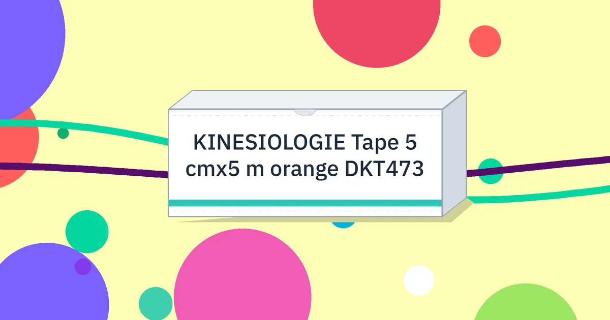 Symbolbild: Packung mit der Aufschrift KINESIOLOGIE Tape 5 cmx5 m orange DKT473 (PZN 17174796) – Verfügbarkeit und Bezug in Apotheken in Frankfurt am Main