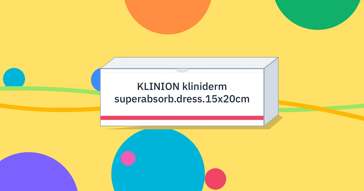 Symbolbild: Packung mit der Aufschrift KLINION kliniderm superabsorb.dress.15x20cm (PZN 19519762) – Verfügbarkeit und Bezug in Apotheken in Frankfurt am Main