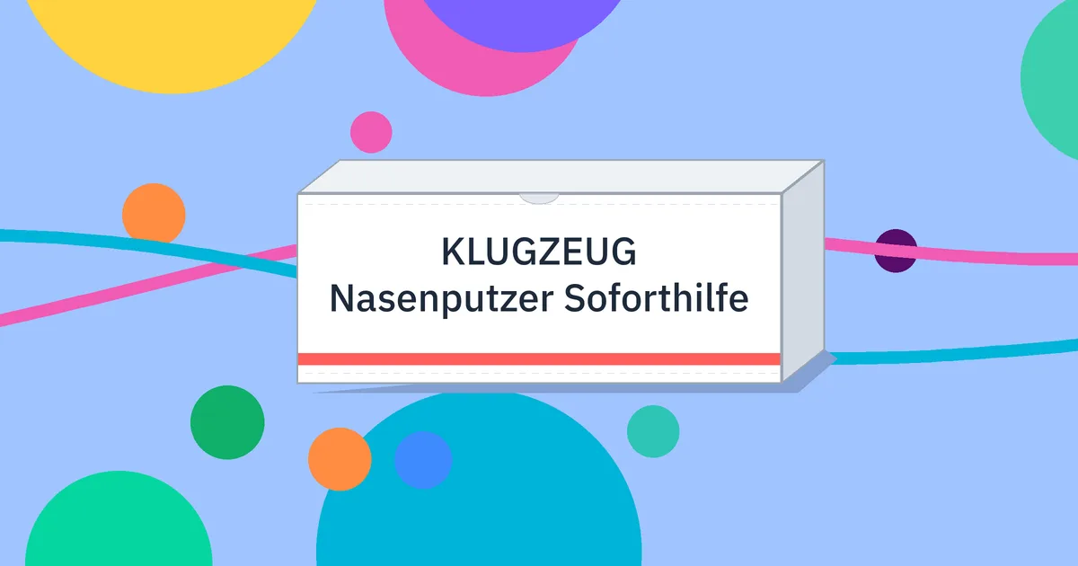 Symbolbild: Packung mit der Aufschrift KLUGZEUG Nasenputzer Soforthilfe (PZN 09886703) – Verfügbarkeit und Bezug in Apotheken in Frankfurt am Main