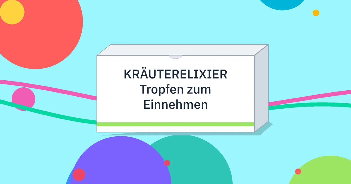 Symbolbild: Packung mit der Aufschrift KRÄUTERELIXIER Tropfen zum Einnehmen (PZN 17595983) – Verfügbarkeit und Bezug in Apotheken in Frankfurt am Main
