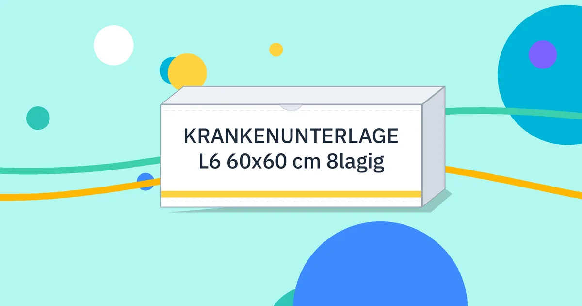 Symbolbild: Packung mit der Aufschrift KRANKENUNTERLAGE L6 60x60 cm 8lagig (PZN 04082288) – Verfügbarkeit und Bezug in Apotheken in Frankfurt am Main