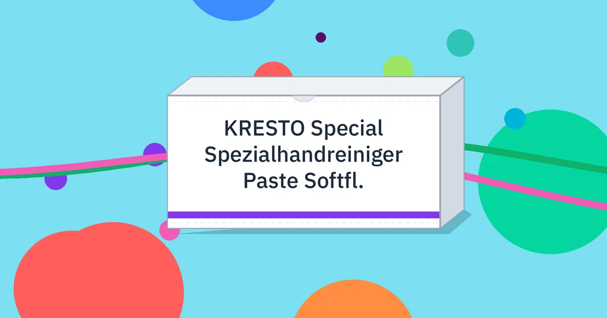 Symbolbild: Packung mit der Aufschrift KRESTO Special Spezialhandreiniger Paste Softfl. (PZN 16749042) – Verfügbarkeit und Bezug in Apotheken in Frankfurt am Main