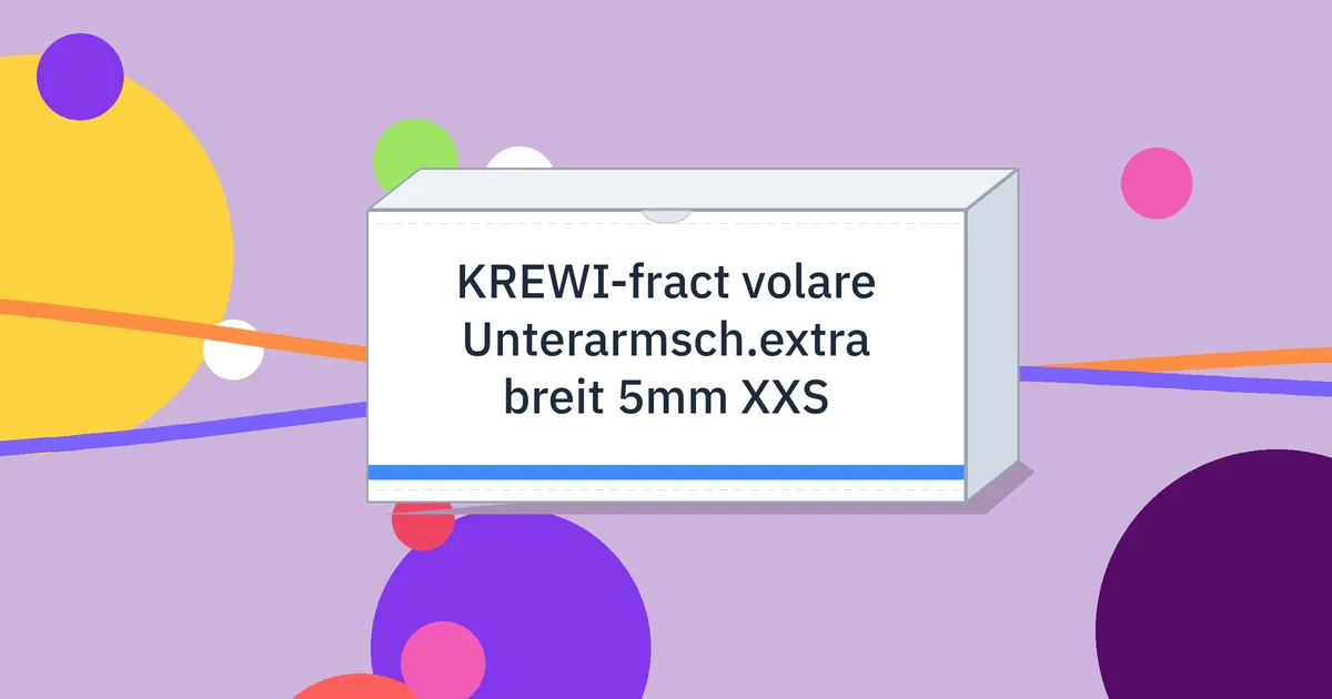 Symbolbild: Packung mit der Aufschrift KREWI-fract volare Unterarmsch.extra breit 5mm XXS (PZN 17300924) – Verfügbarkeit und Bezug in Apotheken in Frankfurt am Main