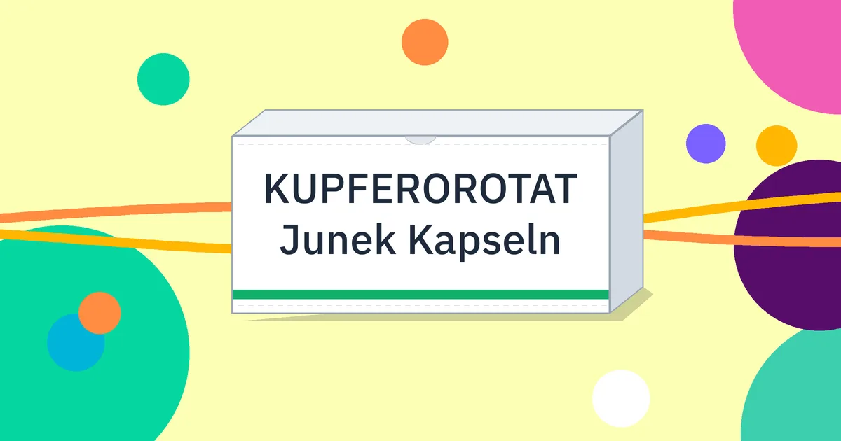 Symbolbild: Packung mit der Aufschrift KUPFEROROTAT Junek Kapseln (PZN 10062752) – Verfügbarkeit und Bezug in Apotheken in Frankfurt am Main