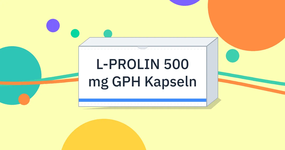 Symbolbild: Packung mit der Aufschrift L-PROLIN 500 mg GPH Kapseln (PZN 09627396) – Verfügbarkeit und Bezug in Apotheken in Frankfurt am Main