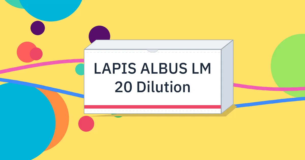 Symbolbild: Packung mit der Aufschrift LAPIS ALBUS LM 20 Dilution (PZN 13523231) – Verfügbarkeit und Bezug in Apotheken in Frankfurt am Main