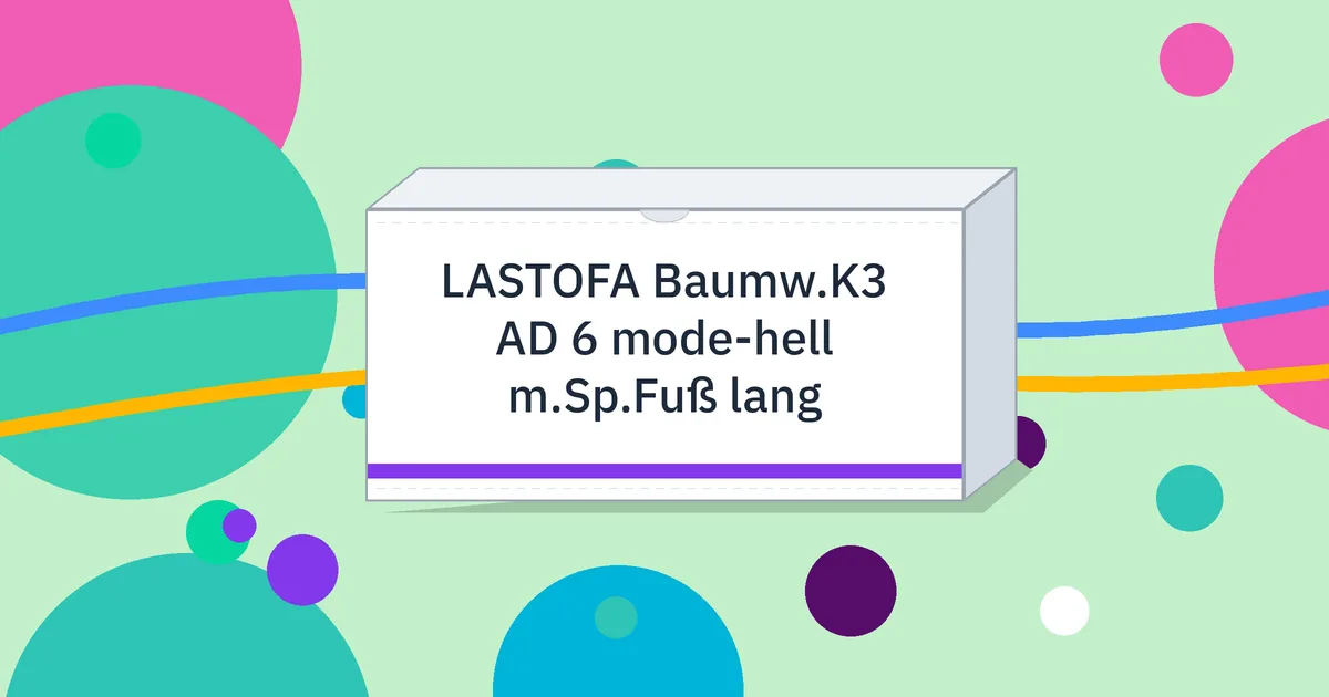 Symbolbild: Packung mit der Aufschrift LASTOFA Baumw.K3 AD 6 mode-hell m.Sp.Fuß lang (PZN 01952412) – Verfügbarkeit und Bezug in Apotheken in Frankfurt am Main