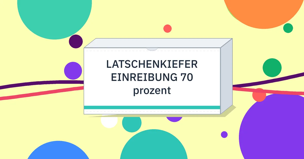 Symbolbild: Packung mit der Aufschrift LATSCHENKIEFER EINREIBUNG 70 prozent (PZN 03457645) – Verfügbarkeit und Bezug in Apotheken in Frankfurt am Main