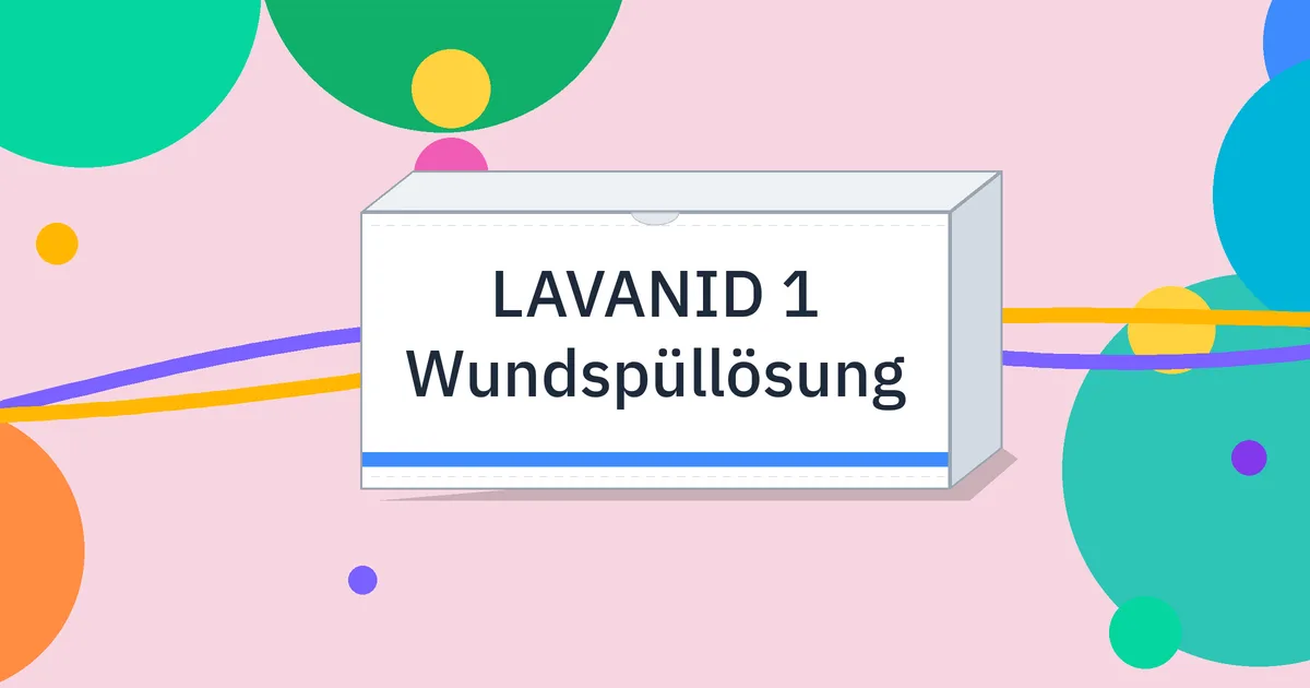 Symbolbild: Packung mit der Aufschrift LAVANID 1 Wundspüllösung (PZN 18669672) – Verfügbarkeit und Bezug in Apotheken in Frankfurt am Main