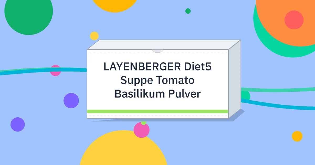 Symbolbild: Packung mit der Aufschrift LAYENBERGER Diet5 Suppe Tomato Basilikum Pulver (PZN 18293014) – Verfügbarkeit und Bezug in Apotheken in Frankfurt am Main