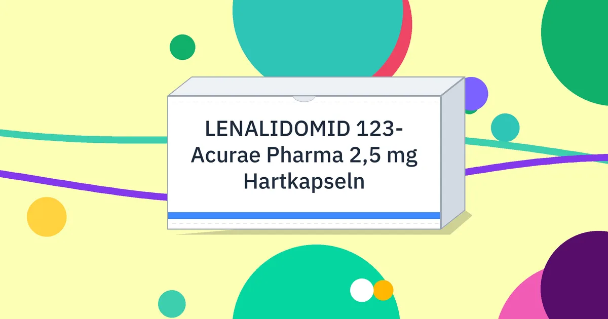 Symbolbild: Packung mit der Aufschrift LENALIDOMID 123-Acurae Pharma 2,5 mg Hartkapseln (PZN 17612434) – Verfügbarkeit und Bezug in Apotheken in Frankfurt am Main