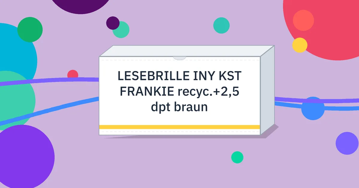 Symbolbild: Packung mit der Aufschrift LESEBRILLE INY KST FRANKIE recyc.+2,5 dpt braun (PZN 19376185) – Verfügbarkeit und Bezug in Apotheken in Frankfurt am Main