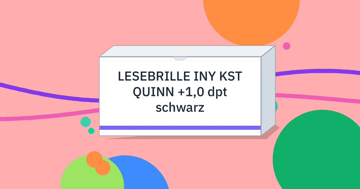 Symbolbild: Packung mit der Aufschrift LESEBRILLE INY KST QUINN +1,0 dpt schwarz (PZN 19941260) – Verfügbarkeit und Bezug in Apotheken in Frankfurt am Main