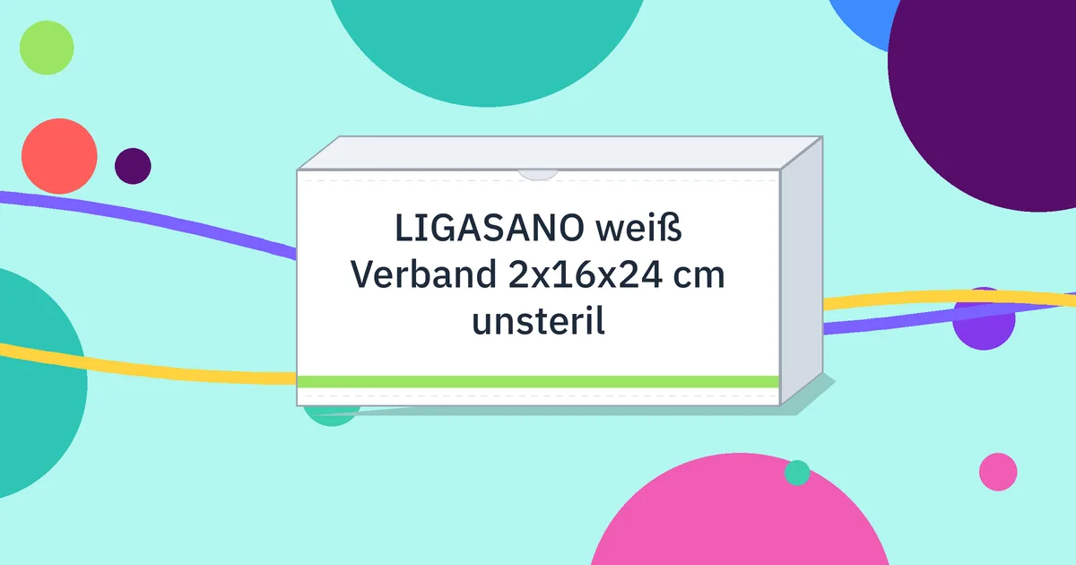 Symbolbild: Packung mit der Aufschrift LIGASANO weiß Verband 2x16x24 cm unsteril (PZN 20172045) – Verfügbarkeit und Bezug in Apotheken in Frankfurt am Main