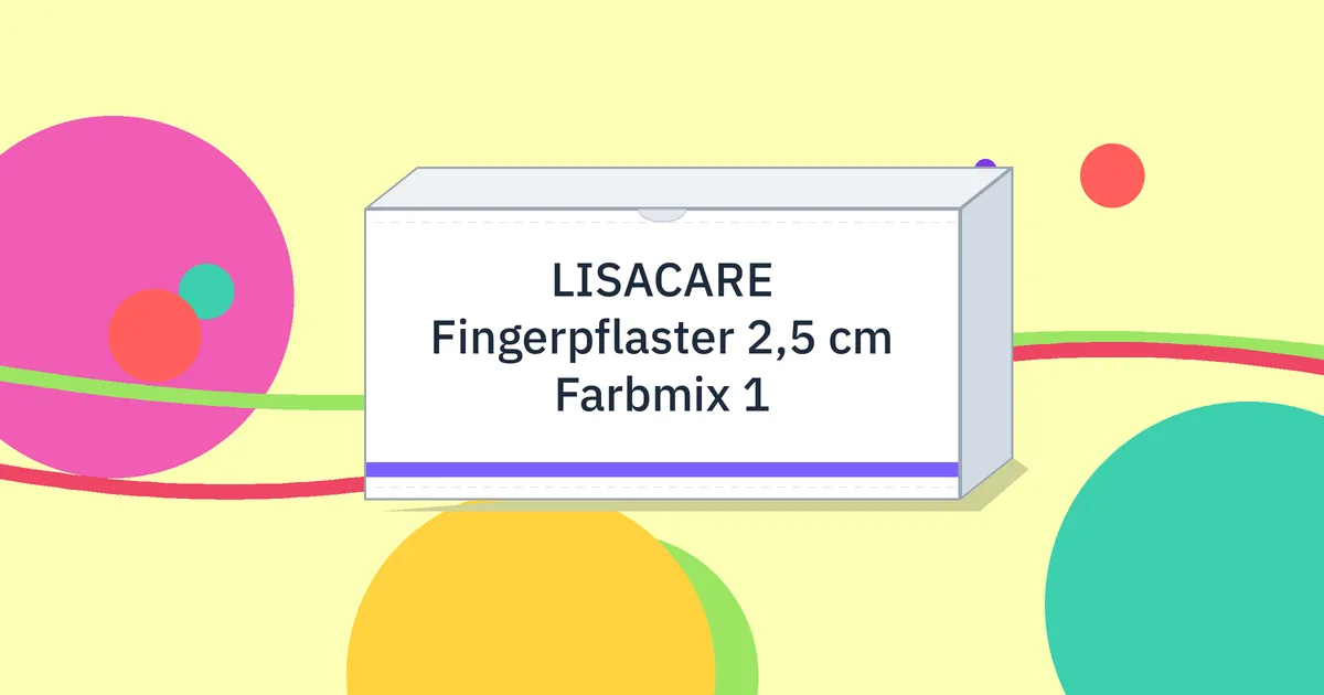 Symbolbild: Packung mit der Aufschrift LISACARE Fingerpflaster 2,5 cm Farbmix 1 (PZN 17926635) – Verfügbarkeit und Bezug in Apotheken in Frankfurt am Main