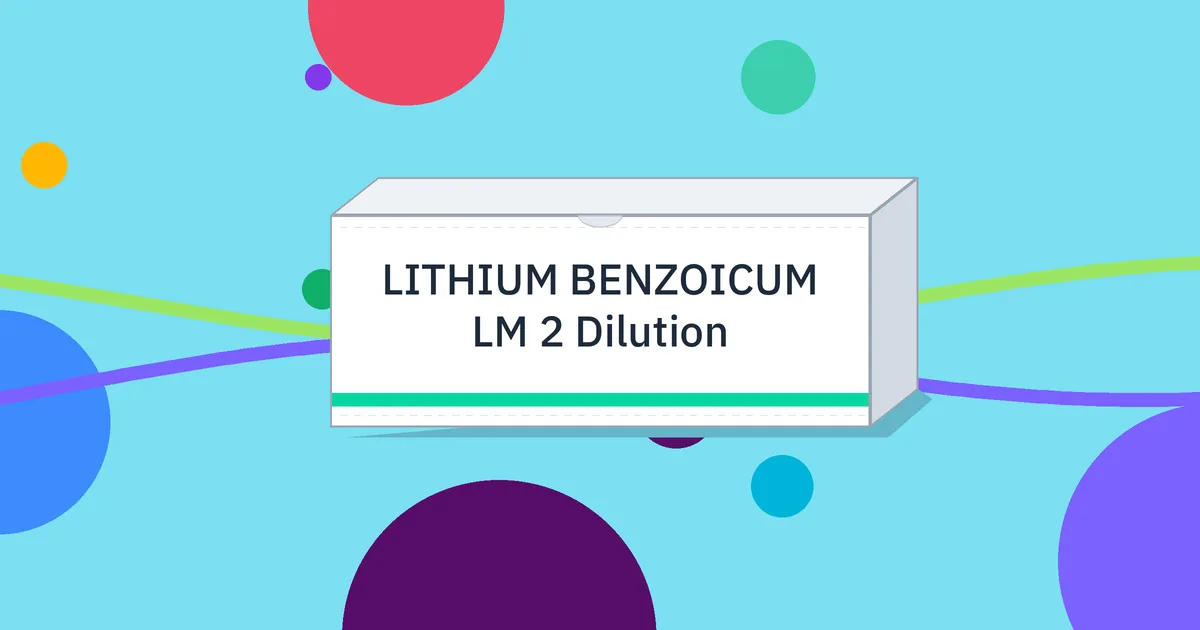 Symbolbild: Packung mit der Aufschrift LITHIUM BENZOICUM LM 2 Dilution (PZN 13531408) – Verfügbarkeit und Bezug in Apotheken in Frankfurt am Main
