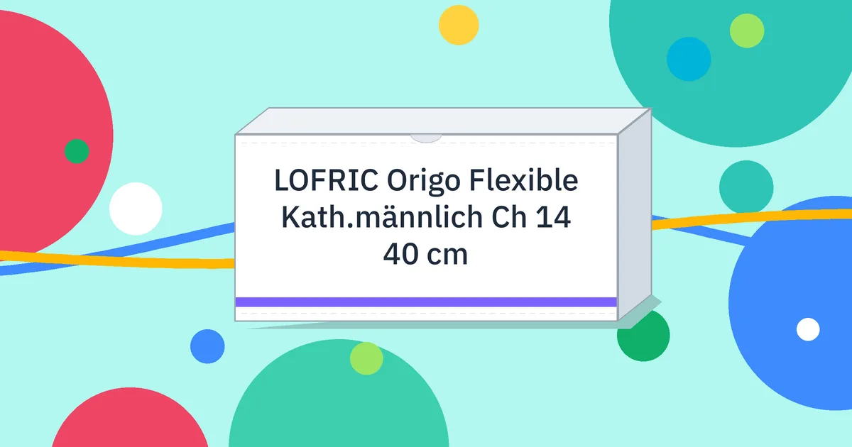 Symbolbild: Packung mit der Aufschrift LOFRIC Origo Flexible Kath.männlich Ch 14 40 cm (PZN 18771666) – Verfügbarkeit und Bezug in Apotheken in Frankfurt am Main