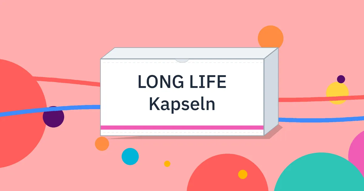 Symbolbild: Packung mit der Aufschrift LONG LIFE Kapseln (PZN 07575198) – Verfügbarkeit und Bezug in Apotheken in Frankfurt am Main