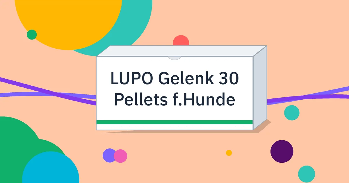 Symbolbild: Packung mit der Aufschrift LUPO Gelenk 30 Pellets f.Hunde (PZN 19252000) – Verfügbarkeit und Bezug in Apotheken in Frankfurt am Main