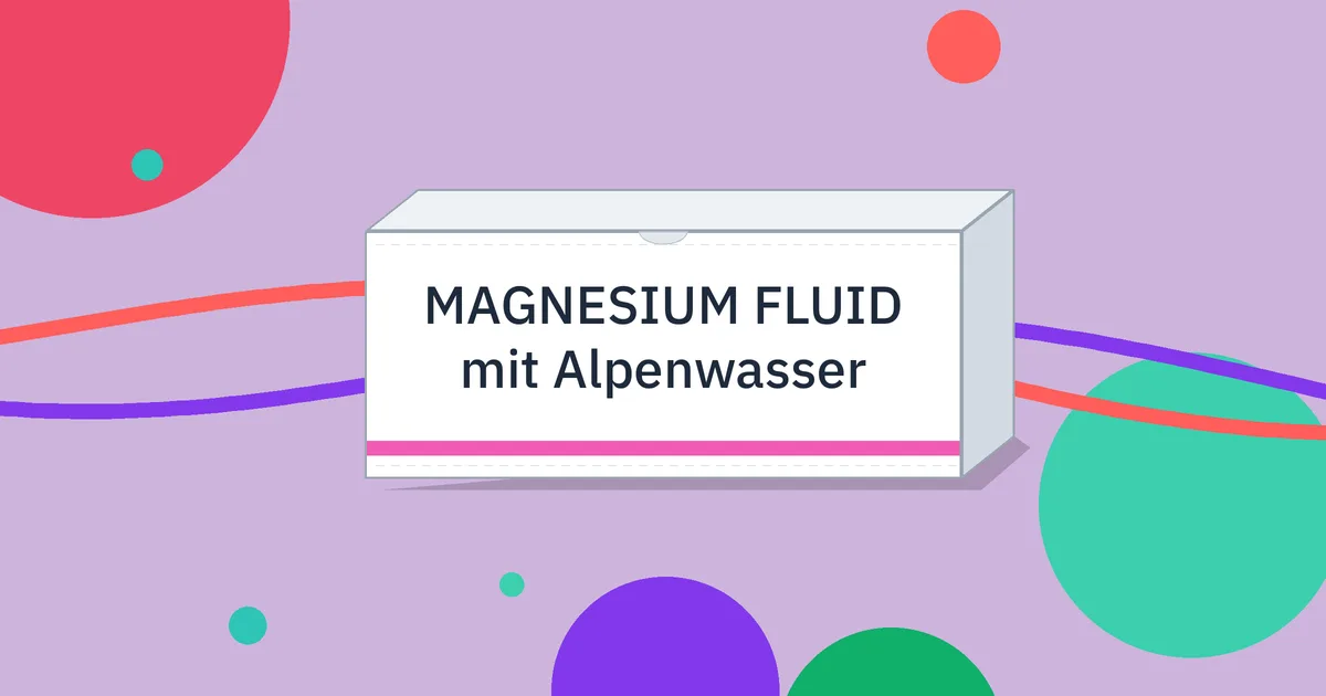 Symbolbild: Packung mit der Aufschrift MAGNESIUM FLUID mit Alpenwasser (PZN 12869536) – Verfügbarkeit und Bezug in Apotheken in Frankfurt am Main