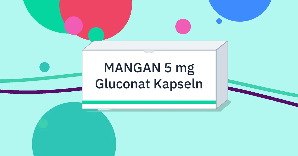 Symbolbild: Packung mit der Aufschrift MANGAN 5 mg Gluconat Kapseln (PZN 11169191) – Verfügbarkeit und Bezug in Apotheken in Frankfurt am Main