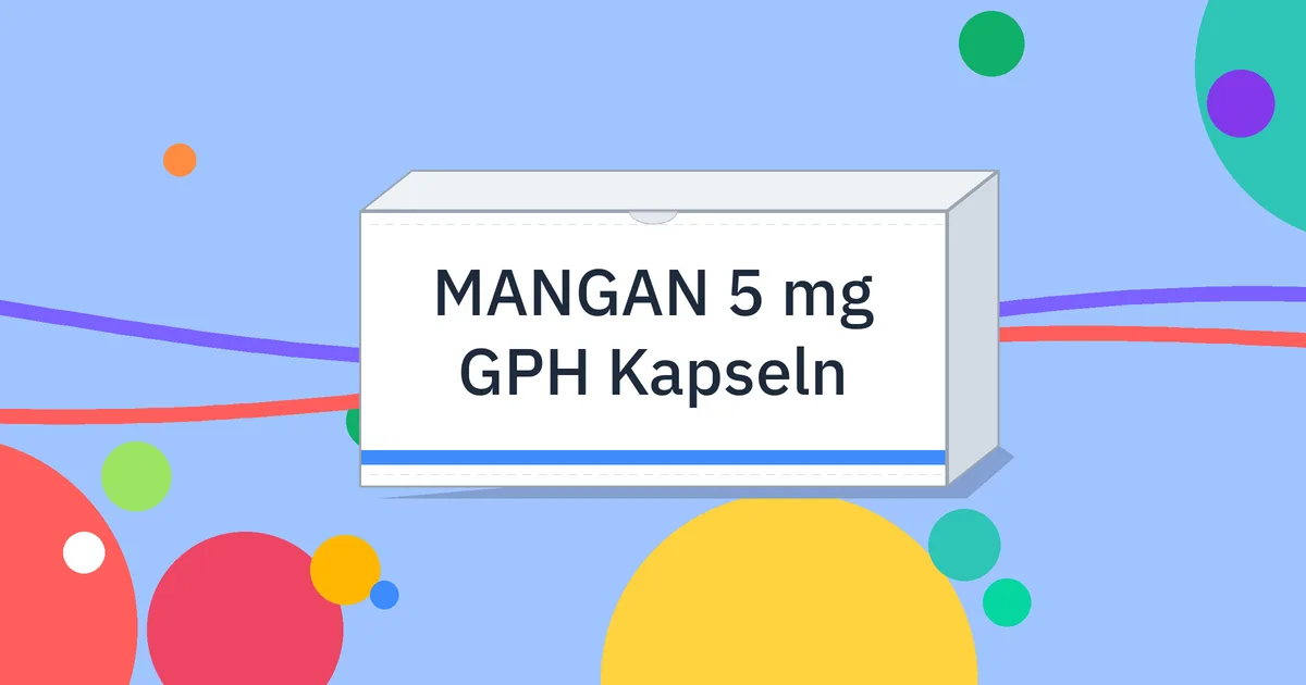 Symbolbild: Packung mit der Aufschrift MANGAN 5 mg GPH Kapseln (PZN 03508414) – Verfügbarkeit und Bezug in Apotheken in Frankfurt am Main
