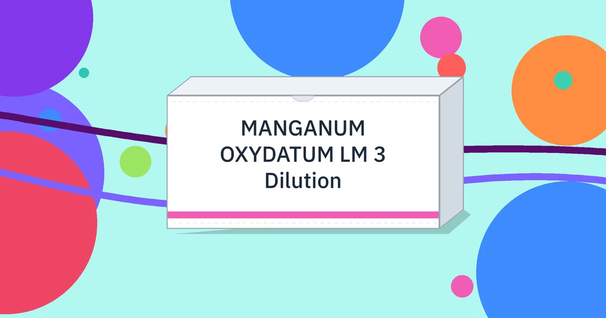 Symbolbild: Packung mit der Aufschrift MANGANUM OXYDATUM LM 3 Dilution (PZN 12944522) – Verfügbarkeit und Bezug in Apotheken in Frankfurt am Main