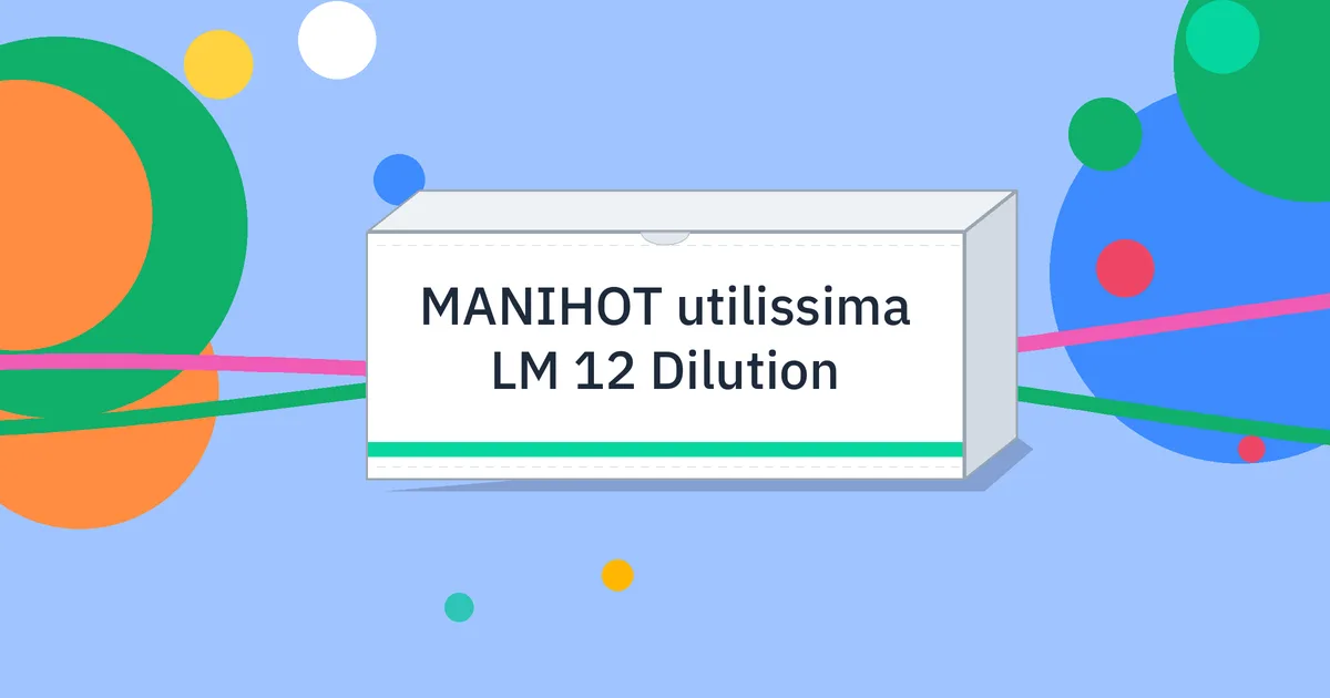 Symbolbild: Packung mit der Aufschrift MANIHOT utilissima LM 12 Dilution (PZN 13600931) – Verfügbarkeit und Bezug in Apotheken in Frankfurt am Main