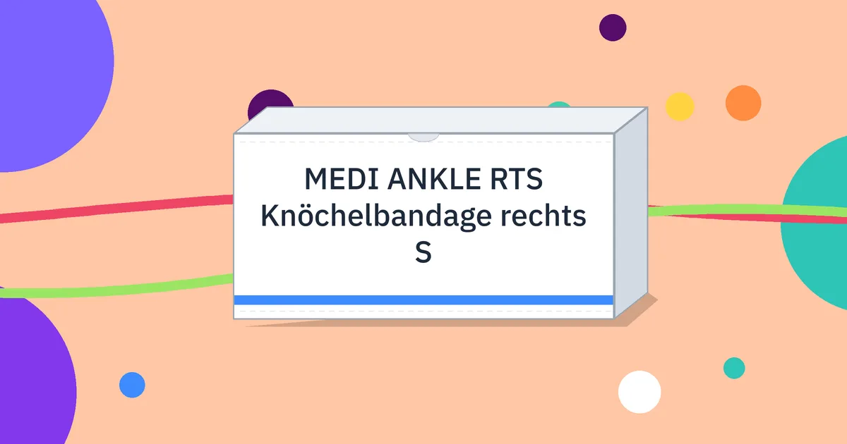 Symbolbild: Packung mit der Aufschrift MEDI ANKLE RTS Knöchelbandage rechts S (PZN 19891579) – Verfügbarkeit und Bezug in Apotheken in Frankfurt am Main