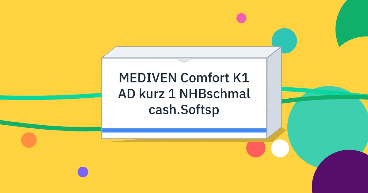 Symbolbild: Packung mit der Aufschrift MEDIVEN Comfort K1 AD kurz 1 NHBschmal cash.Softsp (PZN 14658074) – Verfügbarkeit und Bezug in Apotheken in Frankfurt am Main