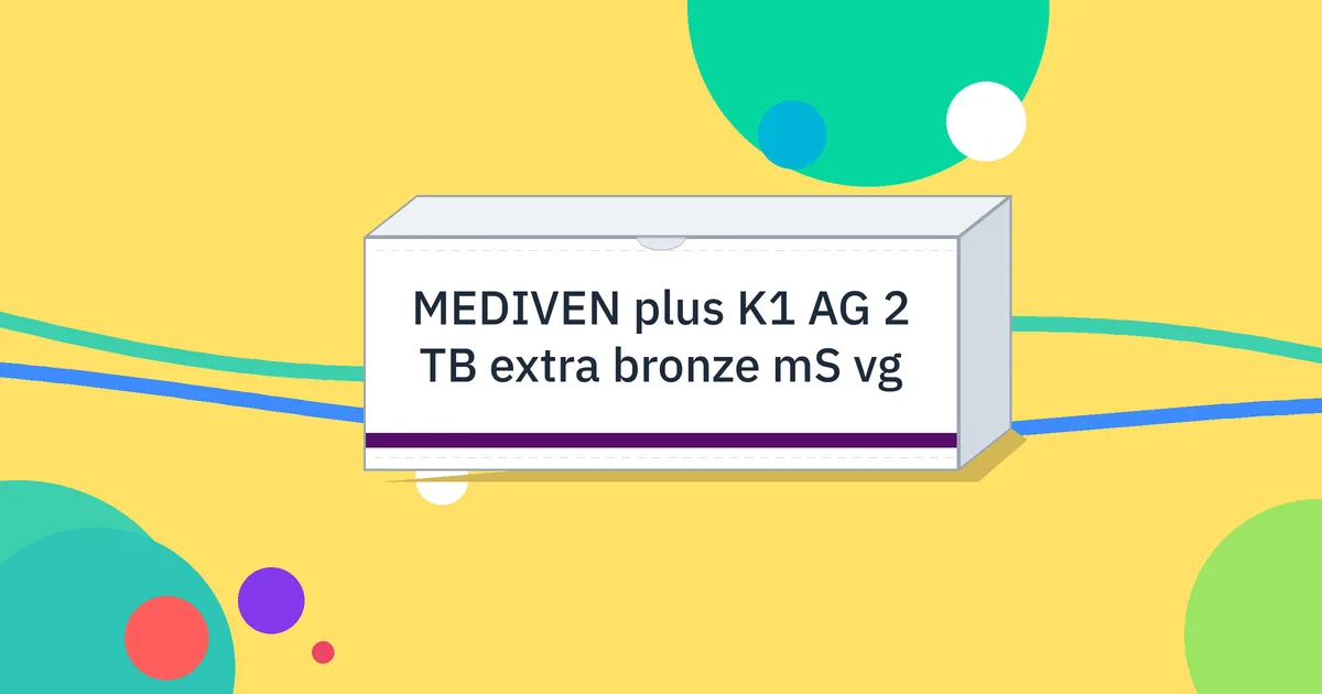 Symbolbild: Packung mit der Aufschrift MEDIVEN plus K1 AG 2 TB extra bronze mS vg (PZN 15063124) – Verfügbarkeit und Bezug in Apotheken in Frankfurt am Main
