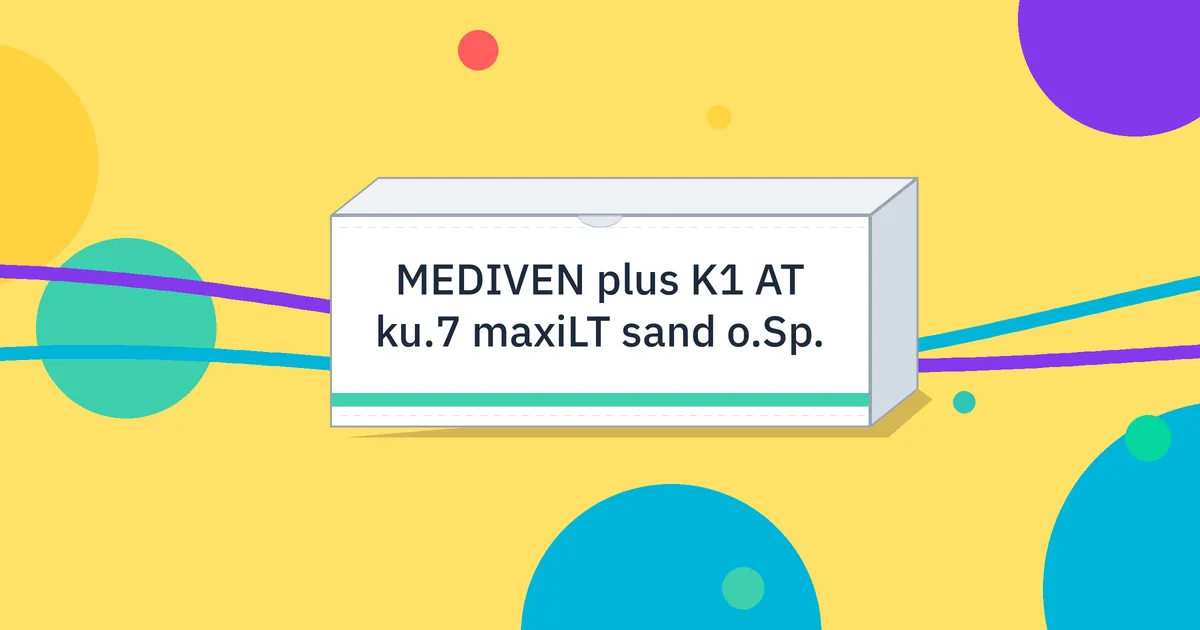 Symbolbild: Packung mit der Aufschrift MEDIVEN plus K1 AT ku.7 maxiLT sand o.Sp. (PZN 18942748) – Verfügbarkeit und Bezug in Apotheken in Frankfurt am Main