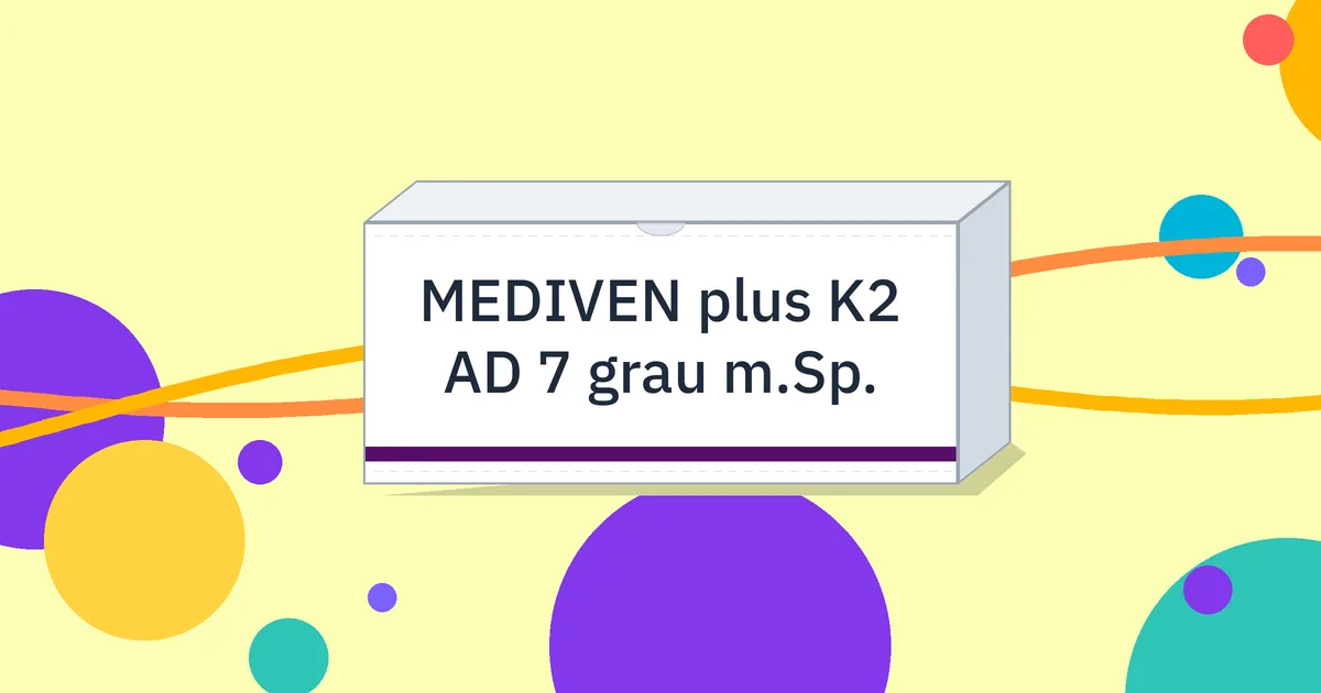 Symbolbild: Packung mit der Aufschrift MEDIVEN plus K2 AD 7 grau m.Sp. (PZN 18946195) – Verfügbarkeit und Bezug in Apotheken in Frankfurt am Main