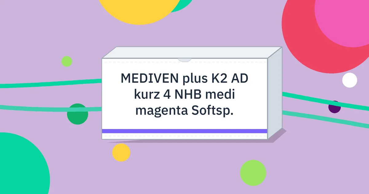 Symbolbild: Packung mit der Aufschrift MEDIVEN plus K2 AD kurz 4 NHB medi magenta Softsp. (PZN 15925488) – Verfügbarkeit und Bezug in Apotheken in Frankfurt am Main
