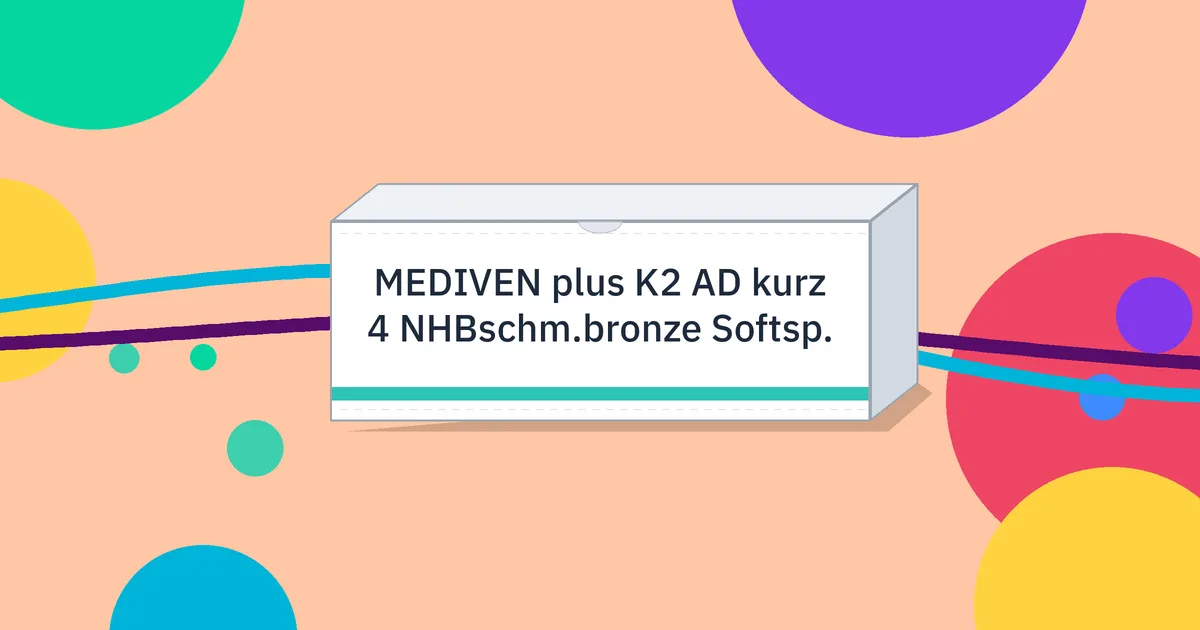 Symbolbild: Packung mit der Aufschrift MEDIVEN plus K2 AD kurz 4 NHBschm.bronze Softsp. (PZN 15927027) – Verfügbarkeit und Bezug in Apotheken in Frankfurt am Main