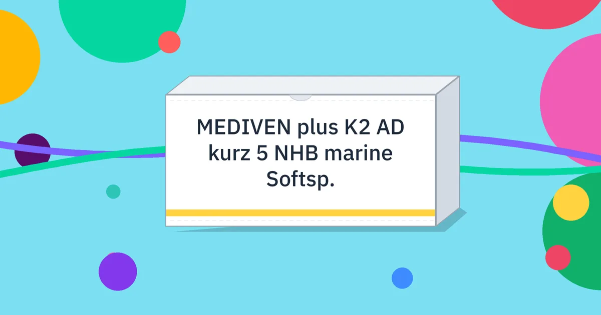 Symbolbild: Packung mit der Aufschrift MEDIVEN plus K2 AD kurz 5 NHB marine Softsp. (PZN 15925927) – Verfügbarkeit und Bezug in Apotheken in Frankfurt am Main