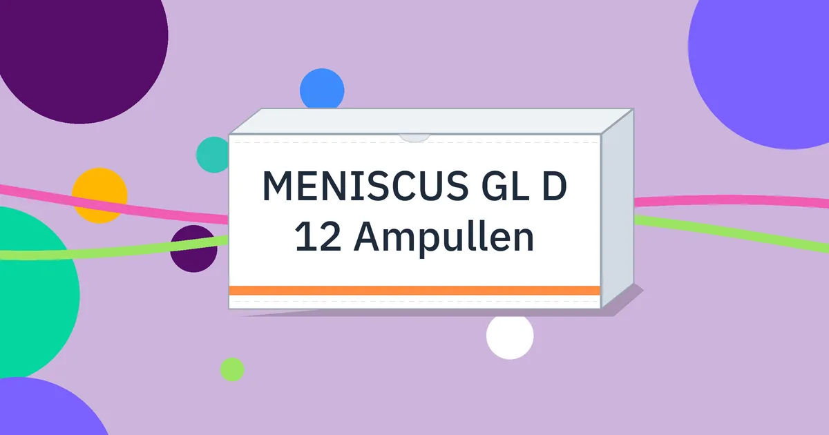 Symbolbild: Packung mit der Aufschrift MENISCUS GL D 12 Ampullen (PZN 02936510) – Verfügbarkeit und Bezug in Apotheken in Frankfurt am Main